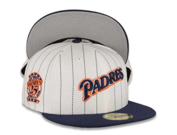 San Diego Padres 25th Anniversary White Navy Pinstripe 59Fifty Fitted ...