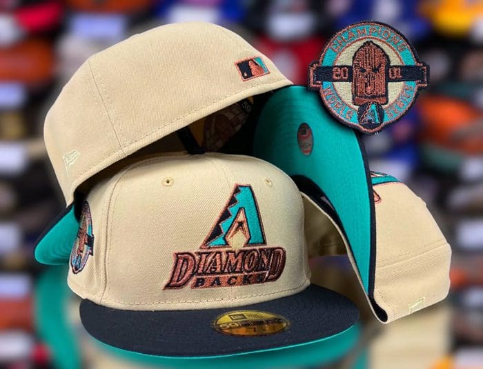 Arizona Diamondbacks 2001 World Series Champs Vegas Gold Black 59Fifty ...
