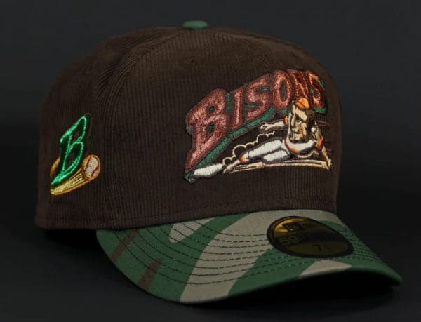 Buffalo Bisons Sliding Bison Mahogany Corduroy Woodland Camo 59Fifty ...