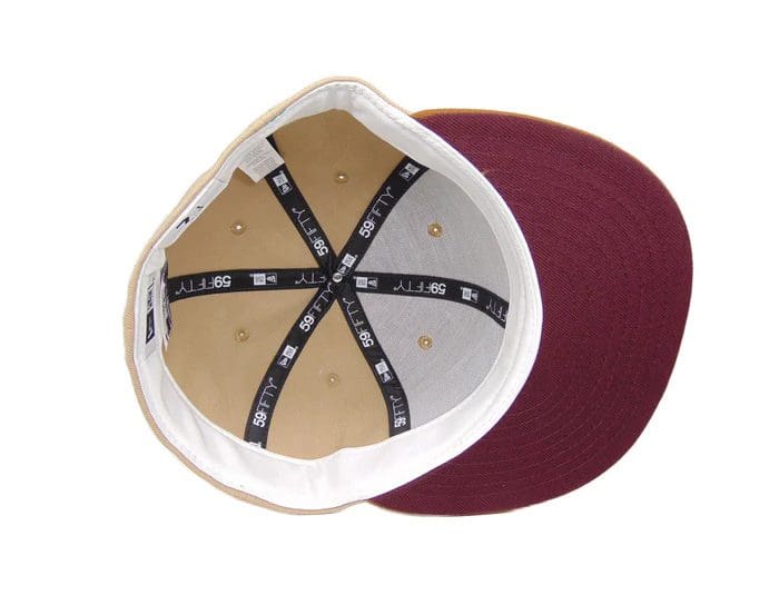Crossed Bats Logo Camel Maroon 59Fifty Fitted Hat by JustFitteds x New ...