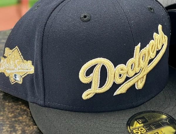 Los Angeles Dodgers Script Navy Black 59Fifty Fitted Hat by MLB x New ...