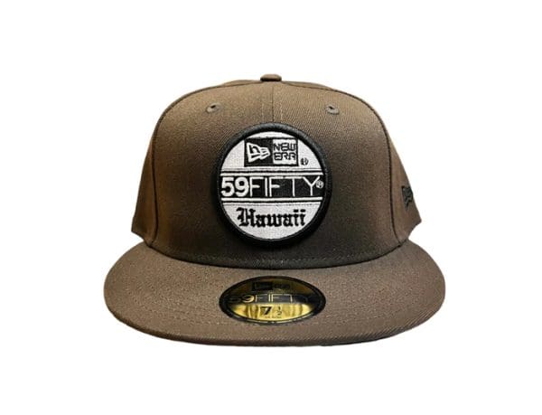 Hawaii Sticker Brown 59Fifty Fitted Hat by 808allday x New Era ...