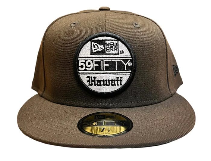 Hawaii Sticker Brown 59Fifty Fitted Hat by 808allday x New Era ...