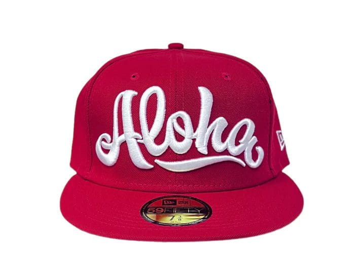 Aloha Script Red 59Fifty Fitted Hat by 808allday x New Era | Strictly ...