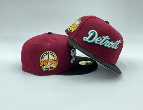 Detroit Tigers Tiger Stadium Maroon Black 59Fifty Fitted Hat by MLB x ...