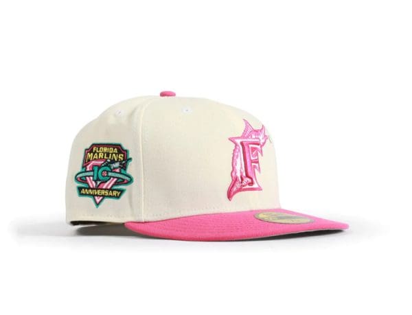 Florida Marlins 10th Anniversary Cream Pink 59Fifty Fitted Hat by MLB x ...