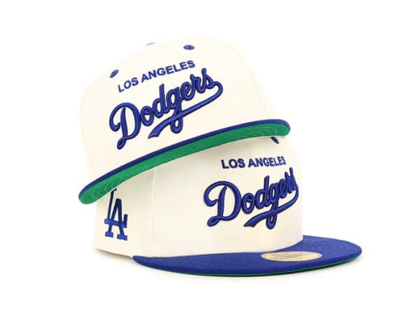 Los Angeles Dodgers Script Chrome Royal 2-Tone 59Fifty Fitted Hat by ...