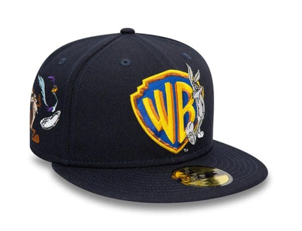 Warner Brothers Shield Navy 59Fifty Fitted Hat by Warner Bros x New Era ...