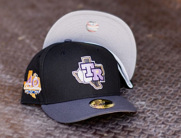 Texas Rangers 40th Anniversary Black Graphite 59Fifty Fitted Hat by MLB ...