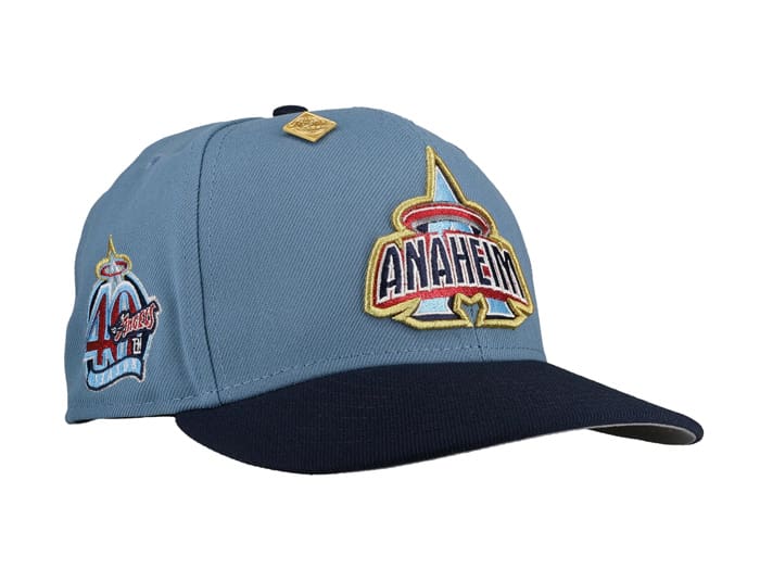 Anaheim Angels Halo 40th Anny Blue Navy Metallic 59Fifty Fitted Hat by ...