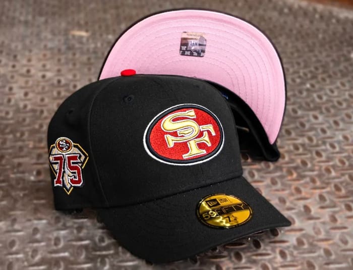 San Francisco 49ers 75th Anniversary Black Pink 59Fifty Fitted Hat by ...